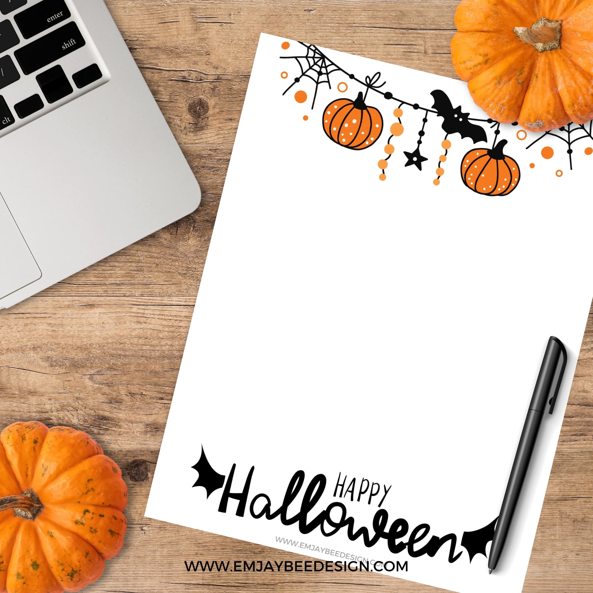 Cute Happy Halloween Note Paper Free Printable - Emjaybee Design